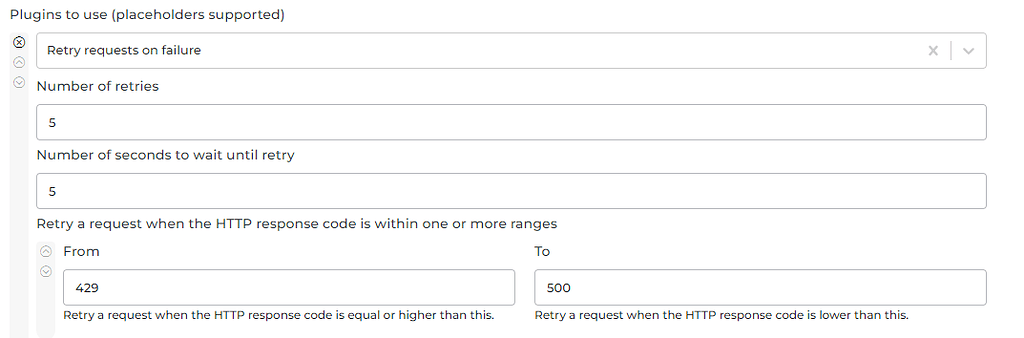 Filling the "Retry request on failure" plugin with a response - Incoming Configuration - Alumio