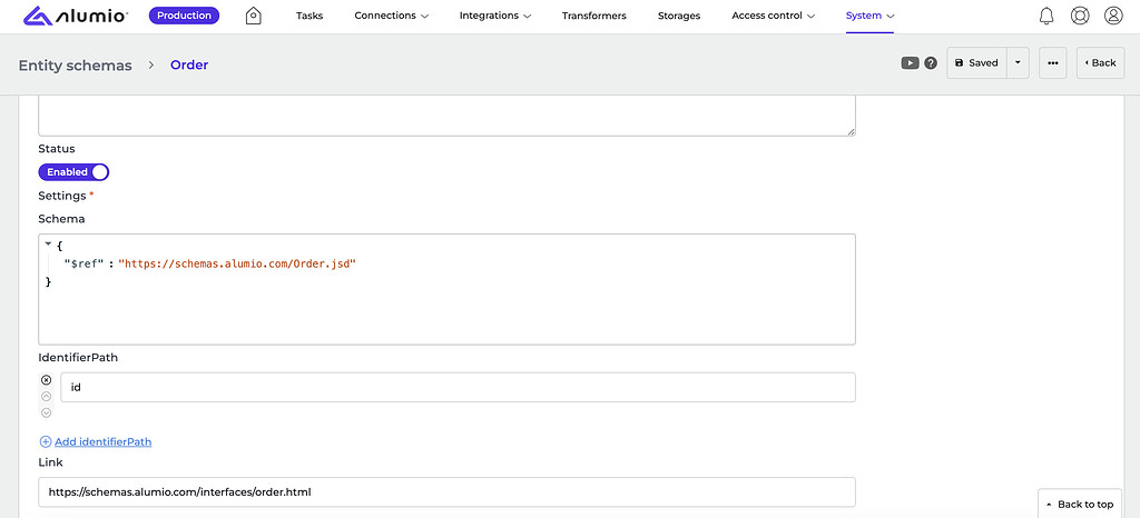 Entity Schemas in Alumio - System - Alumio
